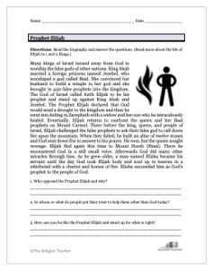 The Prophet Elijah Activities, Crafts, and Worksheets | The Religion ...