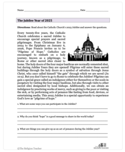 Jubilee Year Lesson Plan, Activities, & Worksheet | The Religion ...